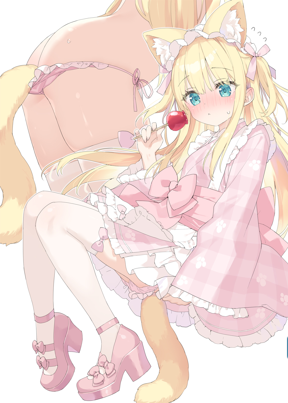 kani biimu shimotsuki potofu animal ears ass heels loli maid nekomimi pantsu panty pull skirt ...